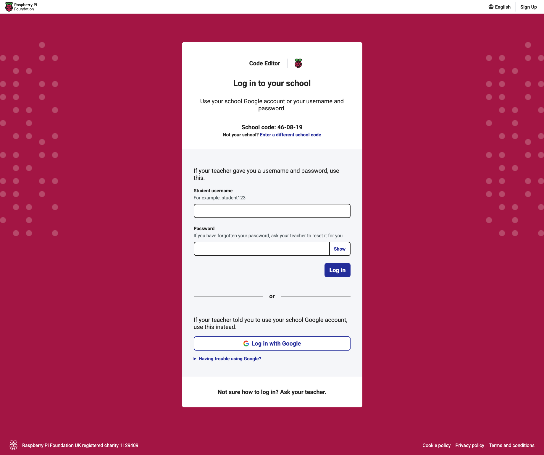 How to login as a student and find your school login code – Code Editor Help Center